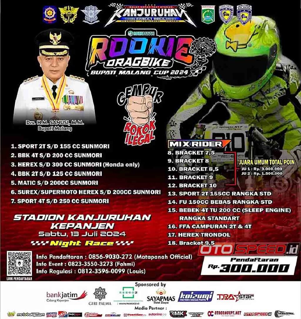 Agenda Matapanah Rookie Drag Bike Bupati Malang Cup 2024 : Juara Umum Ada Tambahan Hadiah ...